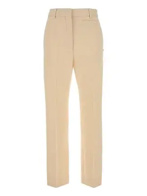 Sportmax 100% Cotton Relaxed Pants - Vaniglia