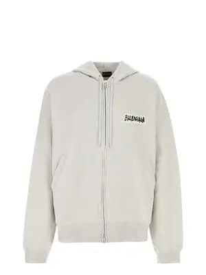 Balenciaga Chalk Cotton Full Zip Sweatshirt - White