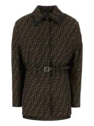 Fendi Embroidered Canvas Shirt With Ff Monogram - Printed