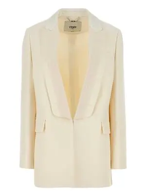 Fendi Wool-blend Blazer With Silk Lining - White