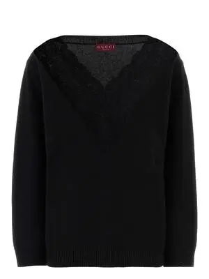 GUCCI GUCCI Oversized Wool-Cashmere V-Neck Sweater