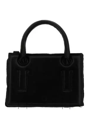 DENTRO Mini Otto Leather Handbag With Silver Hardware - Black