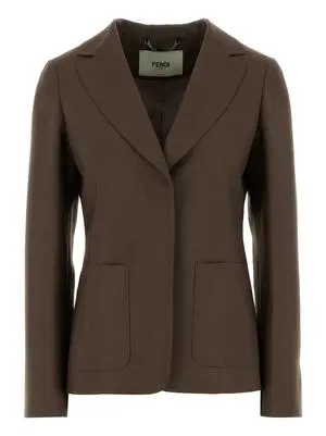 Fendi Mud Wool Blend Blazer - Brown