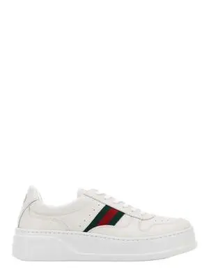Gucci Leather Low Top Sneakers - White