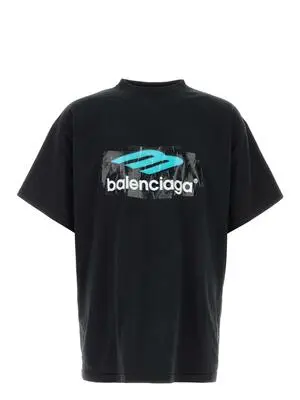 Balenciaga Slate Cotton Oversize T-shirt - Black