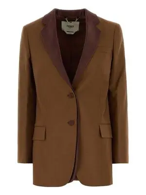 Fendi Wool & Mohair Blend Blazer - Camel