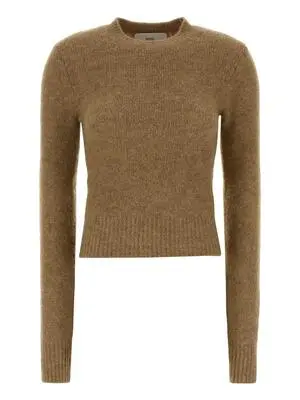 AMI Paris Stretch Alpaca Blend Crew Neck Sweater - Camel