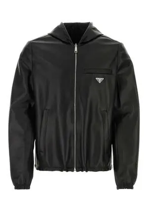 Prada Nappa Leather Reversible Bomber Jacket - Black