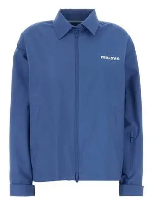 Miu Miu Tech Fabric Zip-up Windbreaker - Light Blue