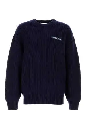 MARINE SERRE Merino Wool Crew Neck Sweater - Blue