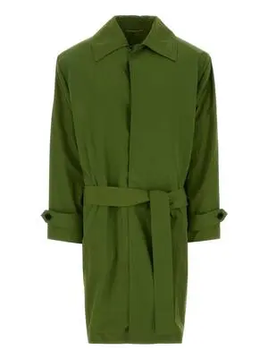 Saint Laurent Belted Nylon Trench Jacket - Green