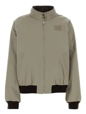 Miu Miu Reversible Cotton-blend Bomber Jacket With Virgin Wool Lining - Grey
