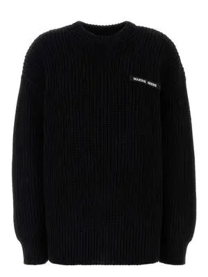 MARINE SERRE Oversize Cotton Knit Sweater - Black