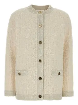 Gucci Stretch Bouclé Loop Cardigan - White