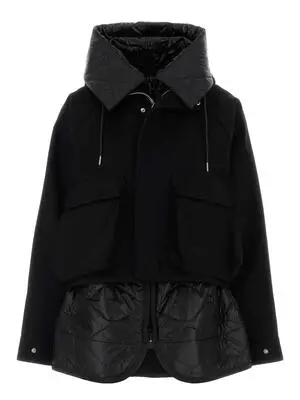 Sacai Sleek Nylon And Wool Jacket - Black