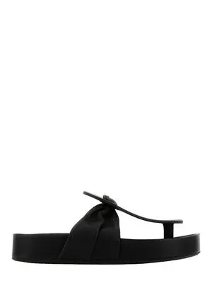 UMA WANG Leather Thong Slip-on Slides - Black
