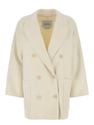 Max Mara MAX MARA Orma Double-Breasted Wool-Cashmere Blend Jacket White