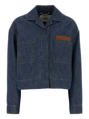 Fendi Denim Button-front Shirt With Classic Collar - Blue