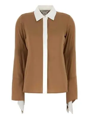 Max Mara MAX MARA Silk Crepe Pio Shirt Camel