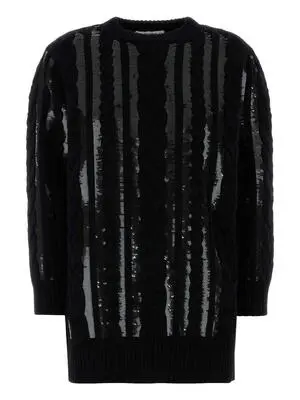 Max Mara Mambo Wool-cashmere Sequin Detail Sweater Dress - Black