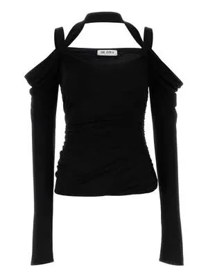 Attico Crepe Top With Draping - Black