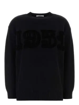 Max Mara Wool-cashmere Blend Sweater With "1951" Applique - Black