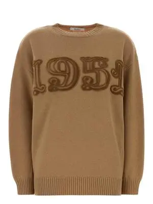 Max Mara MAX MARA Wool-Cashmere Blend Sweater With Appliqué Detailing Camel