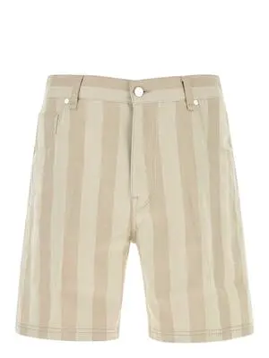 Fendi Embroidered Canvas Bermuda Shorts With Stripes - Stripped