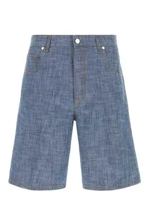 Fendi Chambray Tailored Bermuda Shorts - Light Blue