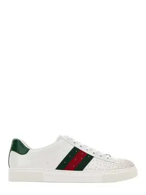 Gucci Gucci Ace Leather Sneakers With Stud Embellishments White