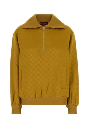 GUCCI GUCCI "GG" Monogram Viscose-Blend Half-Zip Polo Shirt