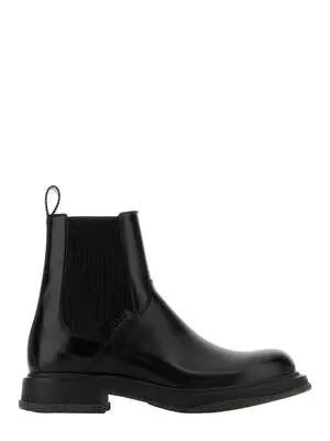 Gucci Leather Ankle Boots With Elastic Side Panels - Black