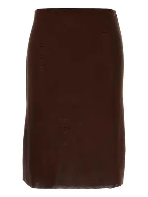 Miu Miu Silk Midi Skirt - Brown