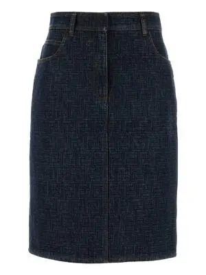 FENDI FENDI Denim Skirt With All-Over Logo