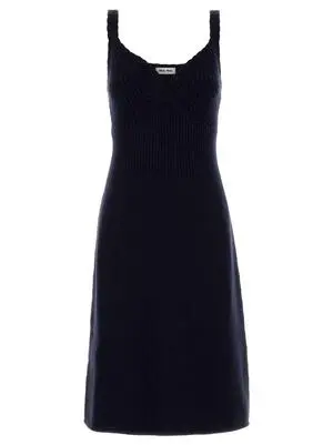 Miu Miu Ribbed Knit Midi Dress - Blue