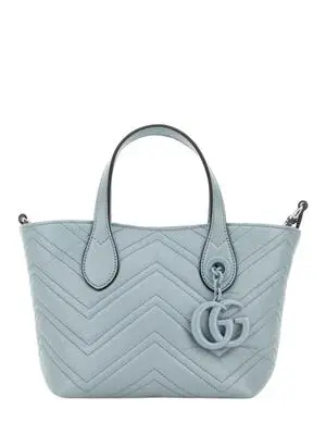 Gucci GUCCI GG Marmont Small Nappa Leather Handbag With Double G Hardware Light Blue