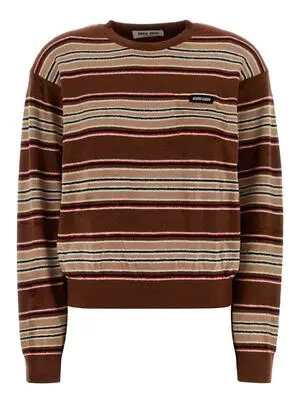 MIU MIU Miu Miu Striped Chenille Pullover Sweater
