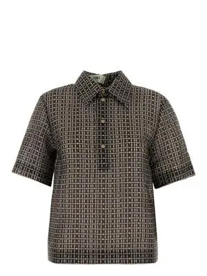 Fendi Printed Silk-blend Short-sleeve Polo Shirt - Checked