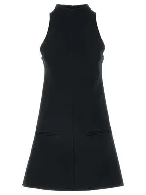COURREGES Sleeveless High Neck Twill Dress - Black