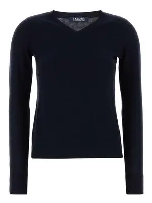 S MAXMARA S Max Mara Idoneo V-neck Wool Sweater - Blue