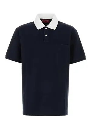 Gucci Stretch Piquet Polo Shirt - Blue