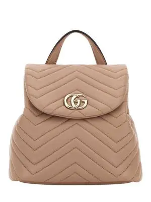 Gucci Leather Mini Gg Marmont Backpack 20 Cm - Pink