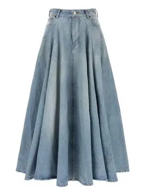 Balenciaga Denim Maxi Skirt - Light Blue