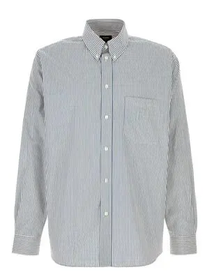 Fendi Embroidered Poplin Shirt With Striped Detail - Stripped