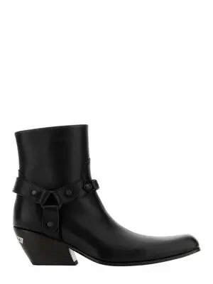 Balenciaga Memphis Leather Ankle Boots With 5.5 Cm Heel - Black