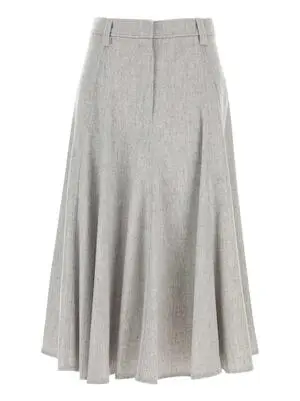 Brunello Cucinelli Brushed Wool A-line Skirt - Grey