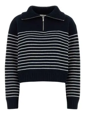 Miu Miu Striped Quarter Zip Cashmere Sweater - Stripped