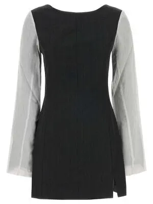 Our Legacy Embroidered Twill Mini Dress - Checked