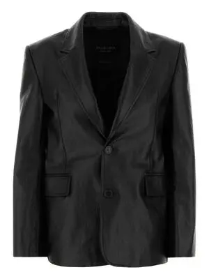 Balenciaga Single Breasted Bovine Leather Jacket - Black