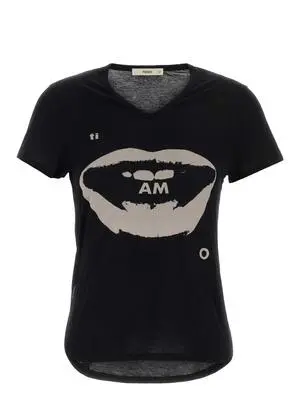 Fendi Embellished Cotton T-shirt - Black